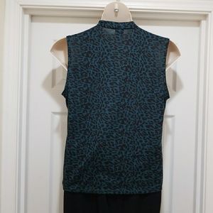 Covington | Tops | Blue Leopard Print Top | Poshmark